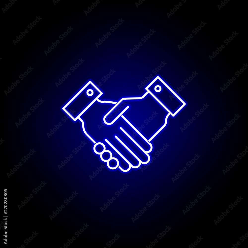 Elections handshake icon in neon style. Signs and symbols can be used ...