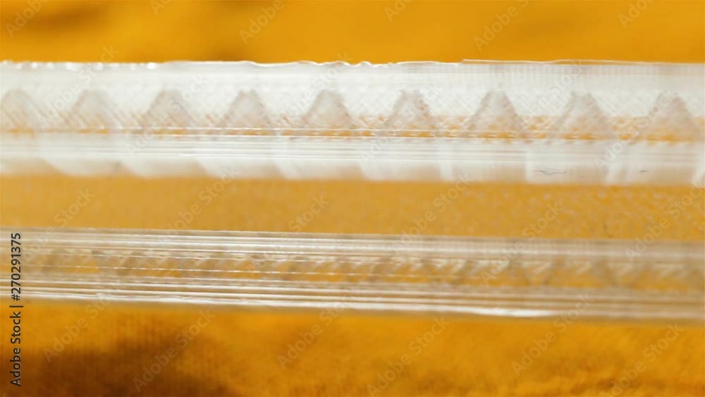 3D printed model close-up. Transparent plastic, mesh, how close the ...