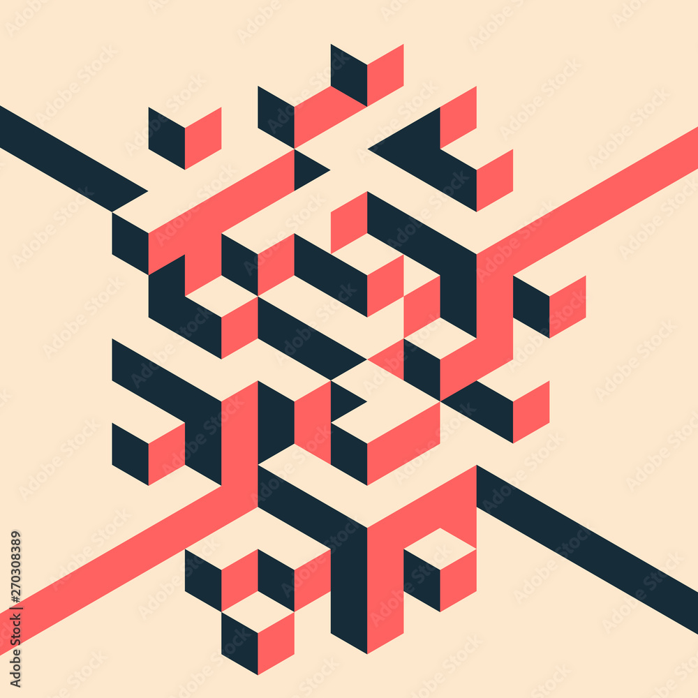Vecteur Stock Abstract geometric isometric shape layout design template ...