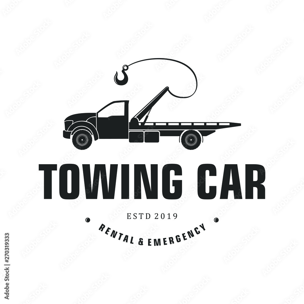Silhouette towing car logo design Stock Vector | Adobe Stock