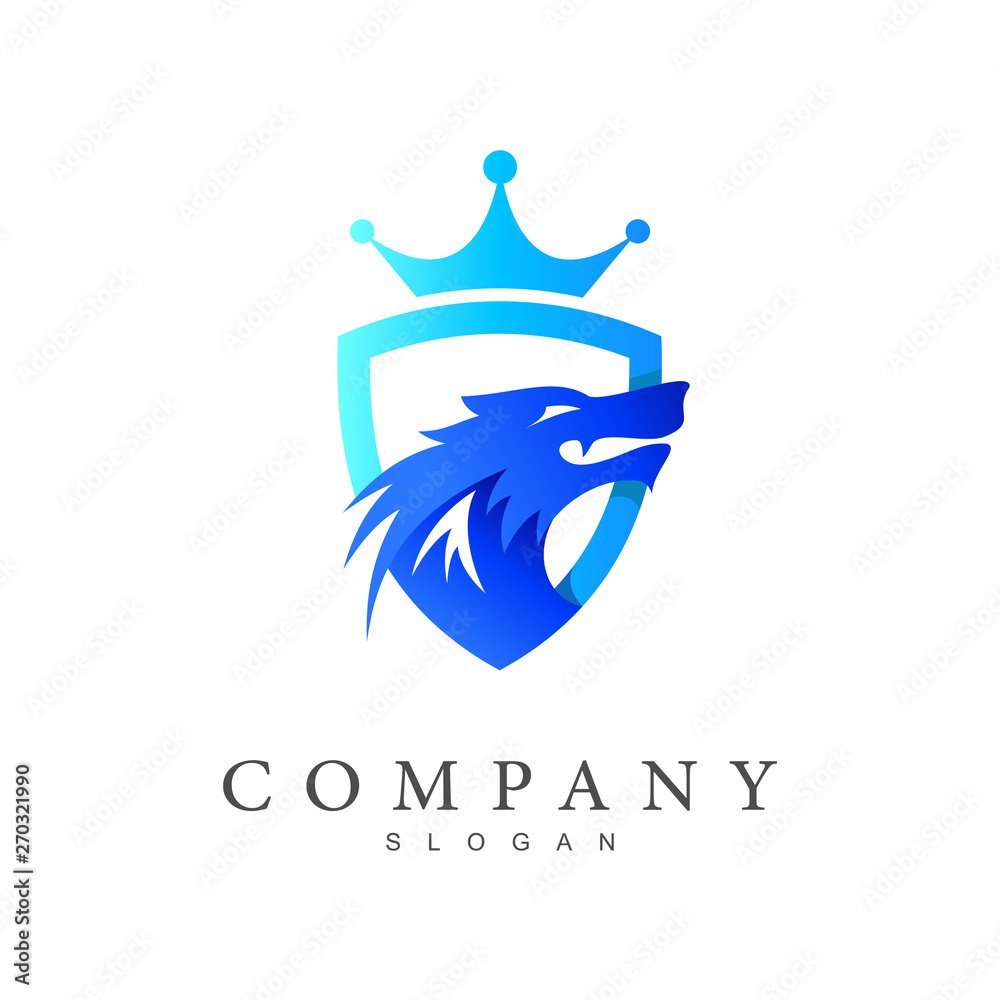 shield logo, shield logo and wolf with a crown, security logo with a ...