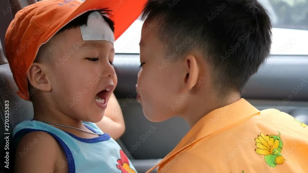 Little boys making fun with kissing together Stock Video | Adobe Stock