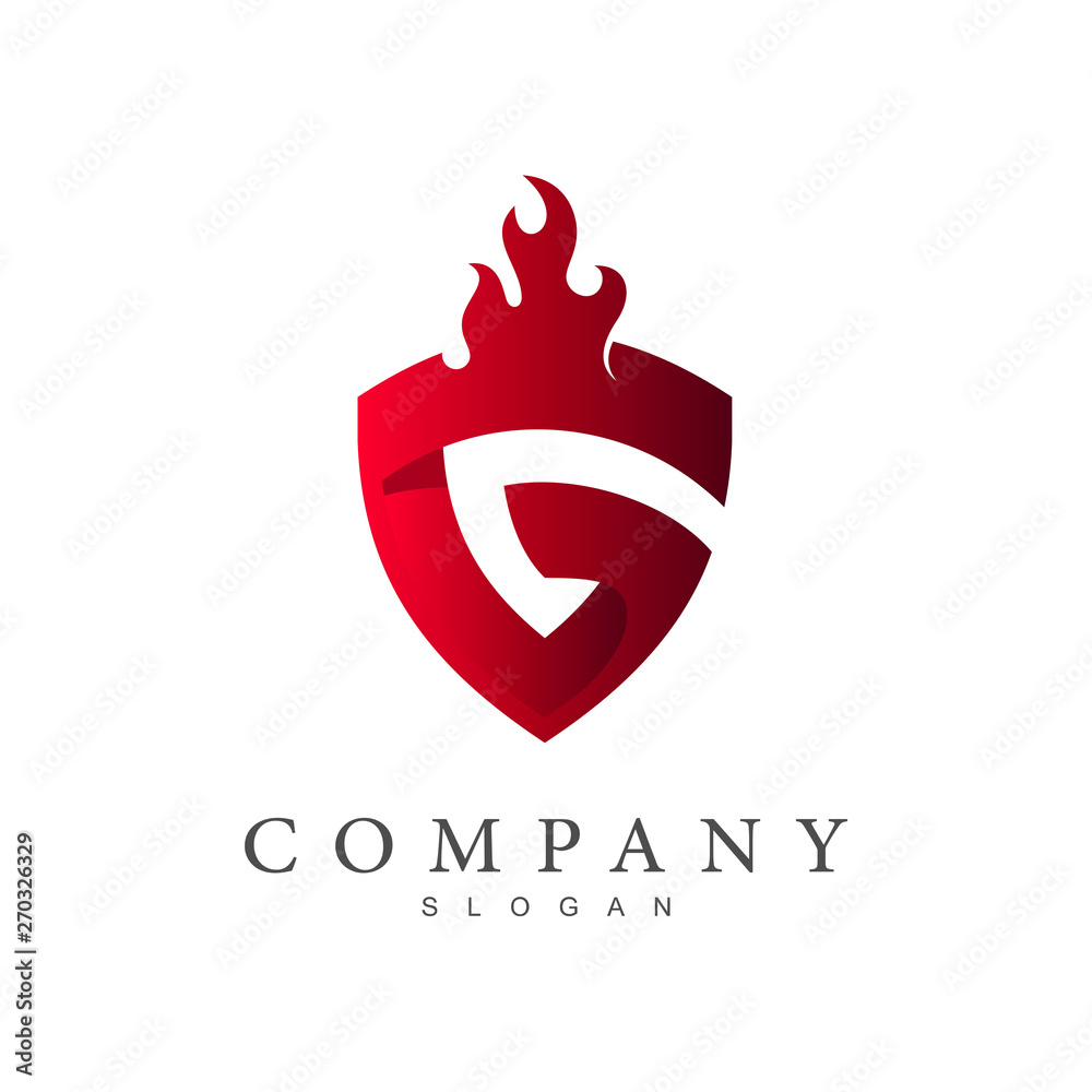 logo letter g , the logo of the danger of burning fire + fire icon with ...