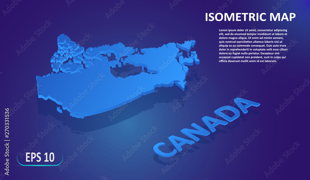 Vecteur Stock Isometric map of Canada. Modern flat map of the country ...