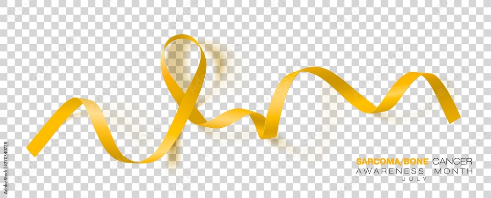 Sarcoma and Bone Cancer Awareness Week. Yellow Color Ribbon Isolated On ...