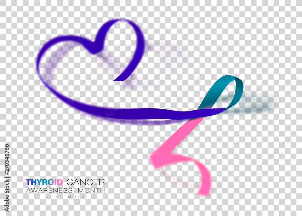 Thyroid Cancer Awareness Month. Teal and Pink and Blue Color Ribbon ...