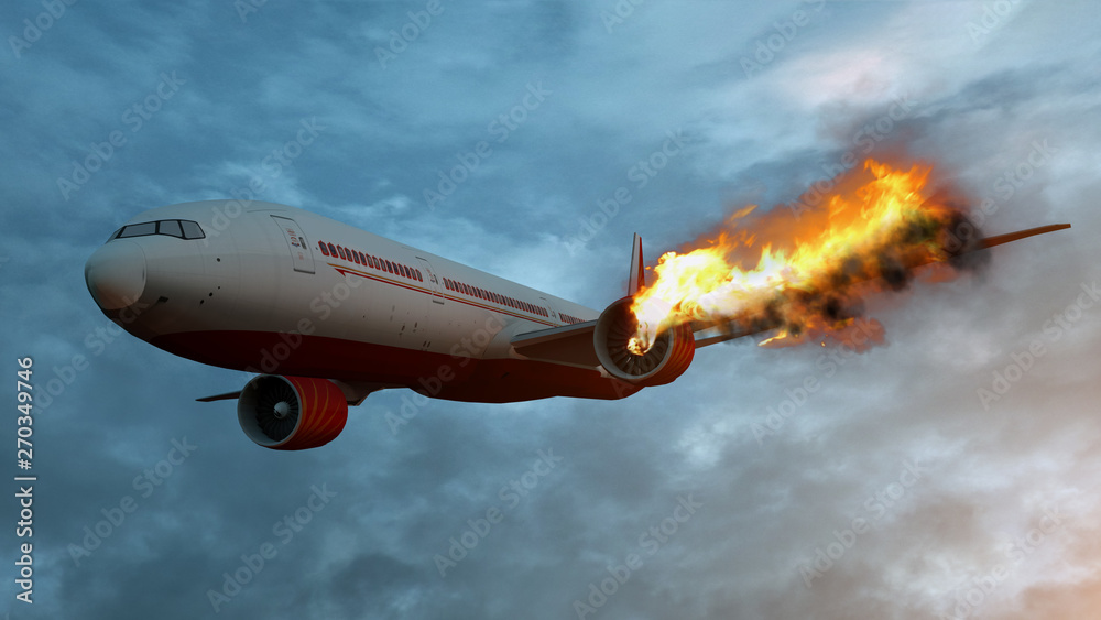 Photo & Art Print Flying aircraft with exploding aero engine just ...
