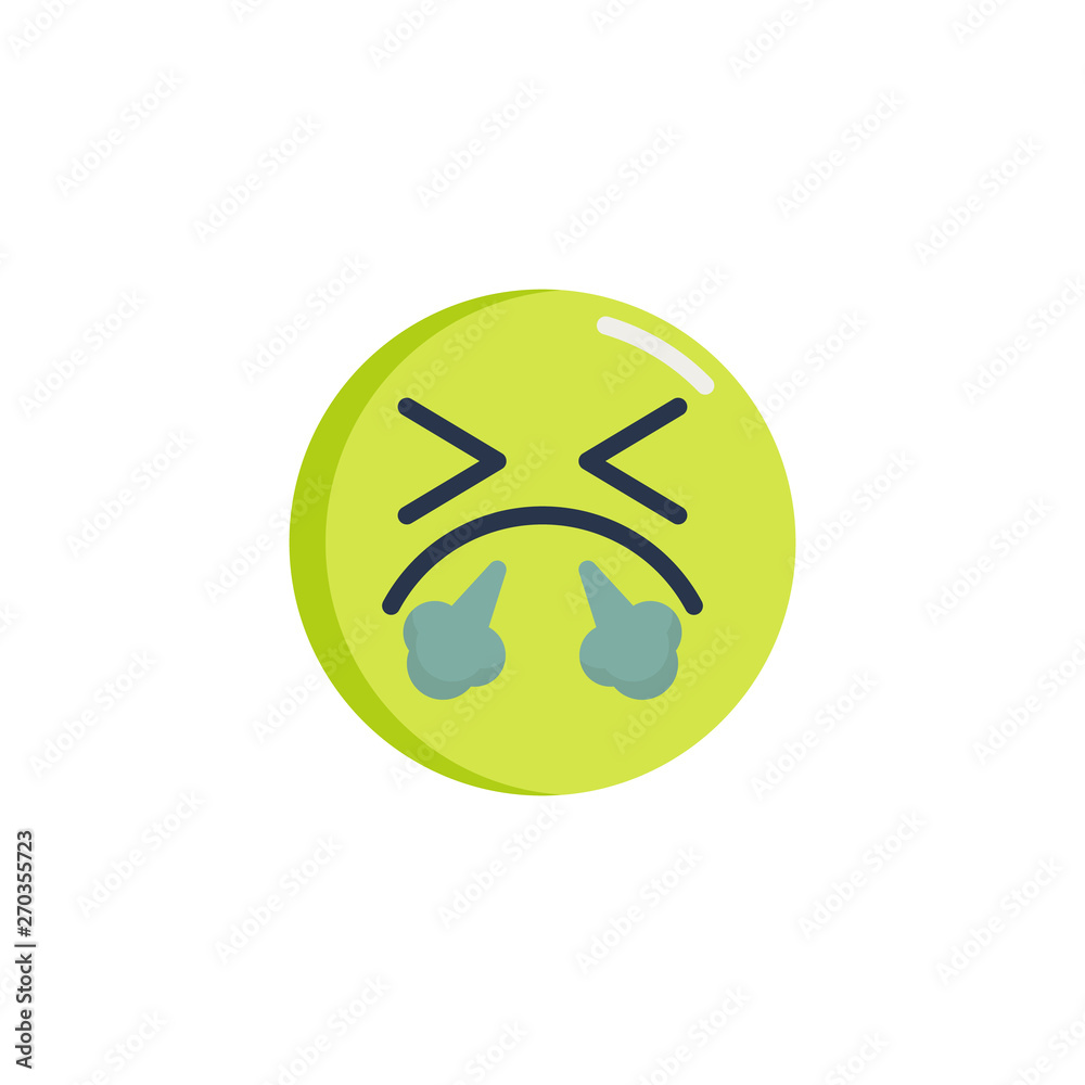 Angry smiley face flat icon, Emoji face With Steam From Nose vector ...