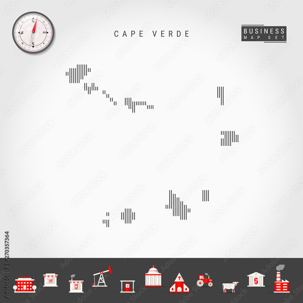 Vector Vertical Lines Pattern Map of Cape Verde. Striped Simple ...