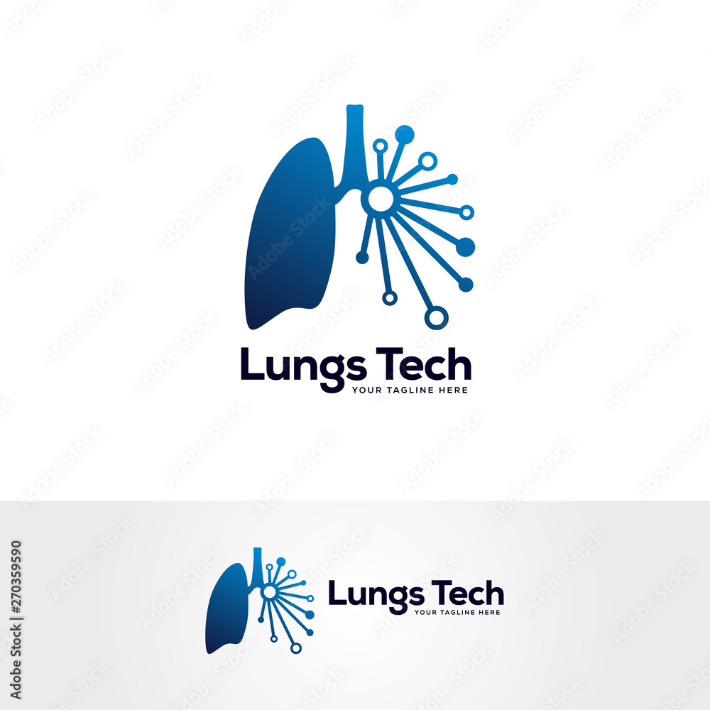 human lungs logo designs template, lungs technology logo design vector ...