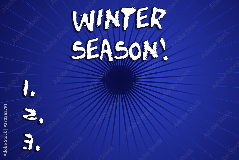 Word writing text Winter Season. Business photo showcasing the coldest ...