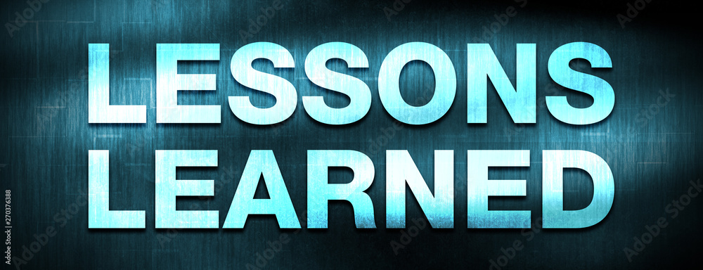 Poster Lessons Learned abstract blue banner background – Muurposter ...