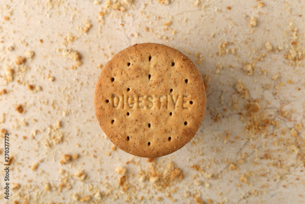Stack of sweetmeal digestive biscuits closeup of a pile of biscuits on ...