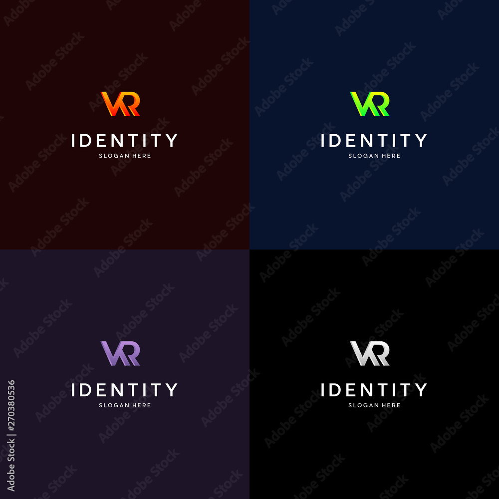 VR monogram Logo Virtual Reality technology Lettering composition ...