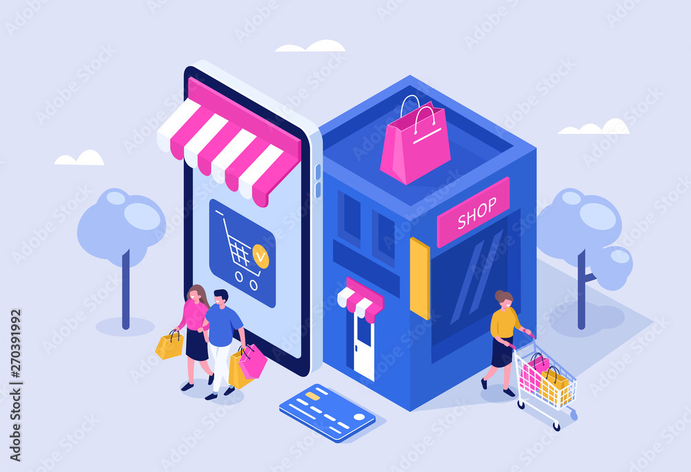 mobile shopping Stock Vector | Adobe Stock