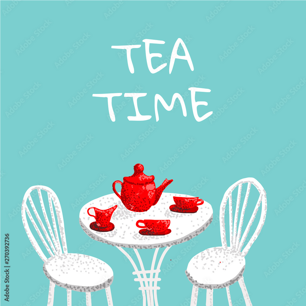 tea time hand drawn cartoon vector illustration Stock Vector | Adobe Stock