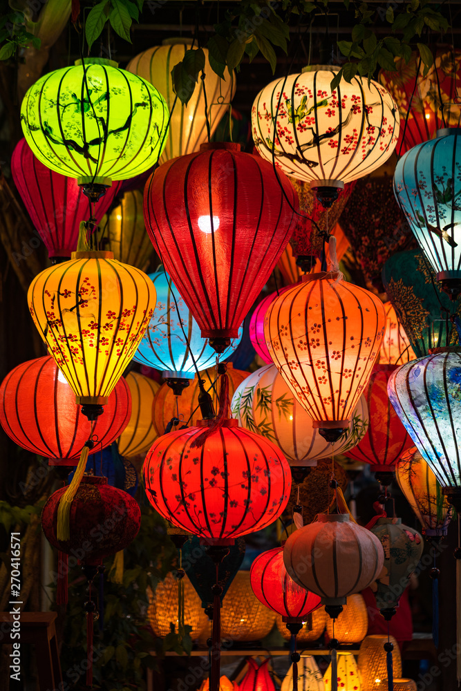 Colorful traditional Chinese lantern or light lamp to decorate street ...