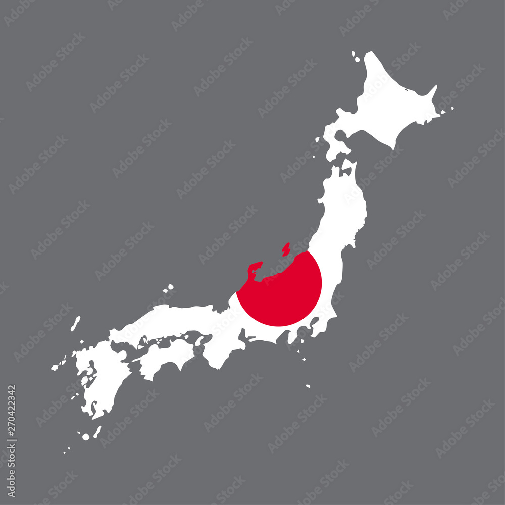Japan map with flag on grey background Stock Vector | Adobe Stock