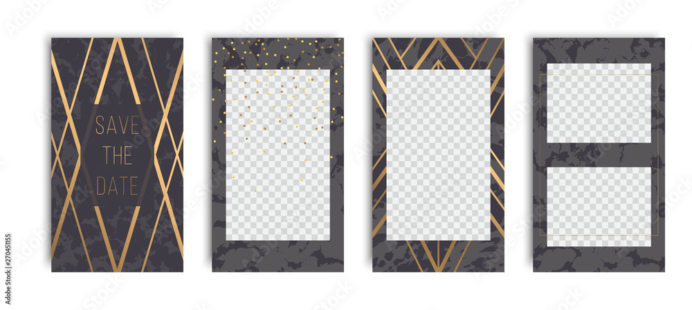 Editable instagram story template set of marble texture backgrounds ...