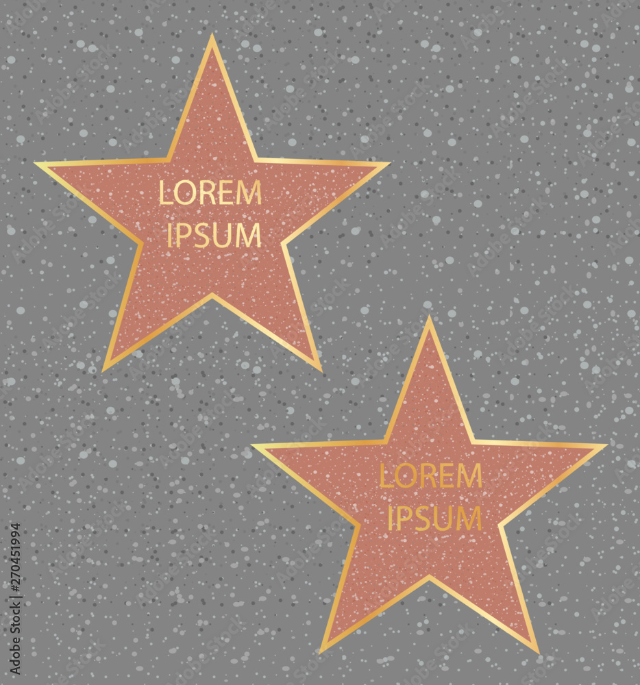 Vector illustration of golden stars, walk of fame famous people ...