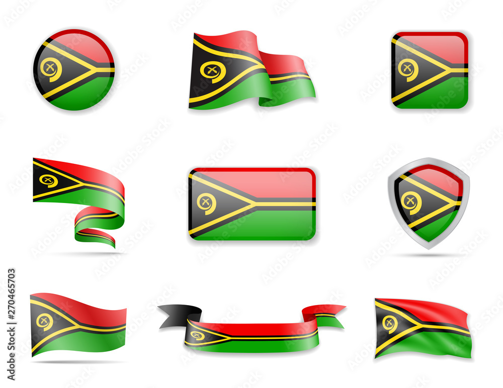 Vanuatu flags collection. Vector illustration set flags. Stock Vector ...
