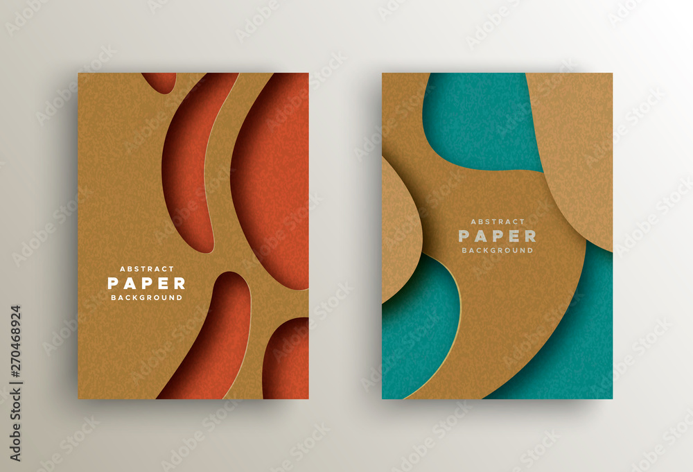 Paper cut abstract background template set Stock Vector | Adobe Stock