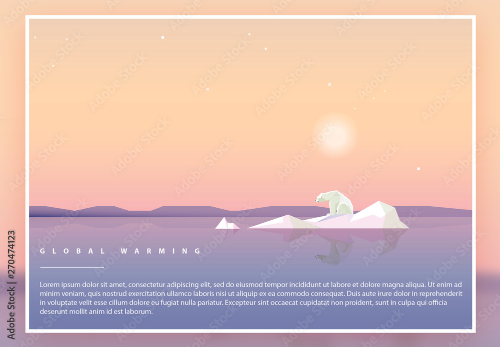 Climate Change Geometric Illustration Poster Layout with Polar Bear ...