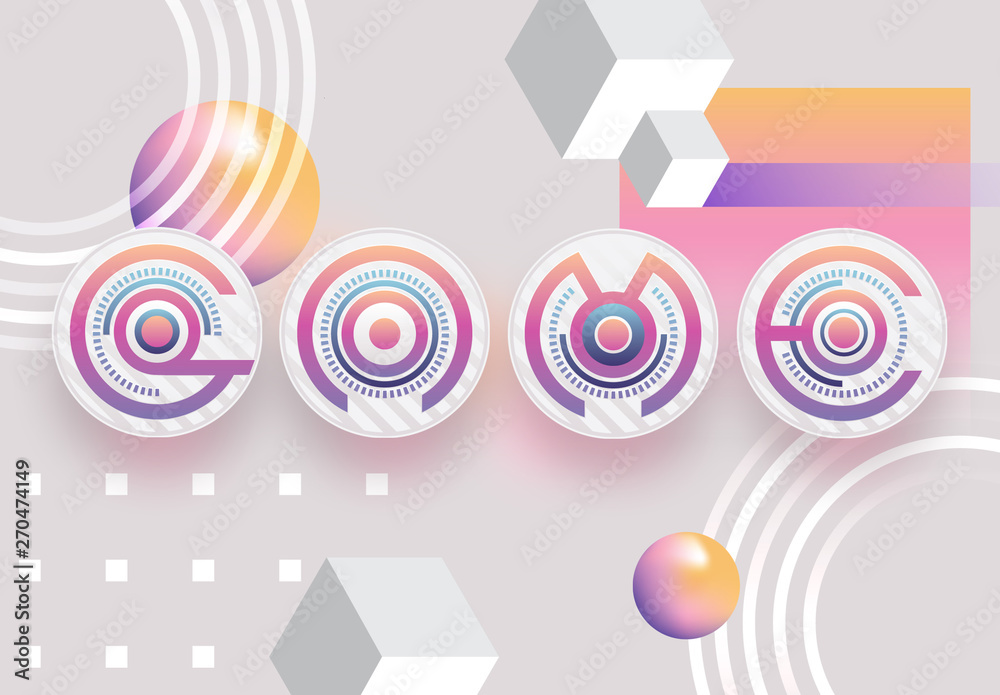 Colorful Abstract Circular Alphabet and Number Typography Set Stock ...