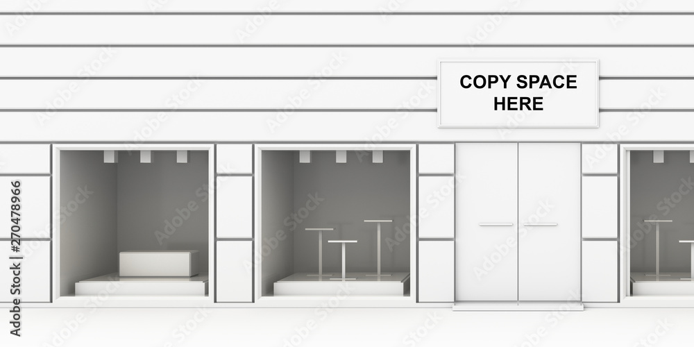 Showroom store empty and blank facade, mockup project with copy space ...