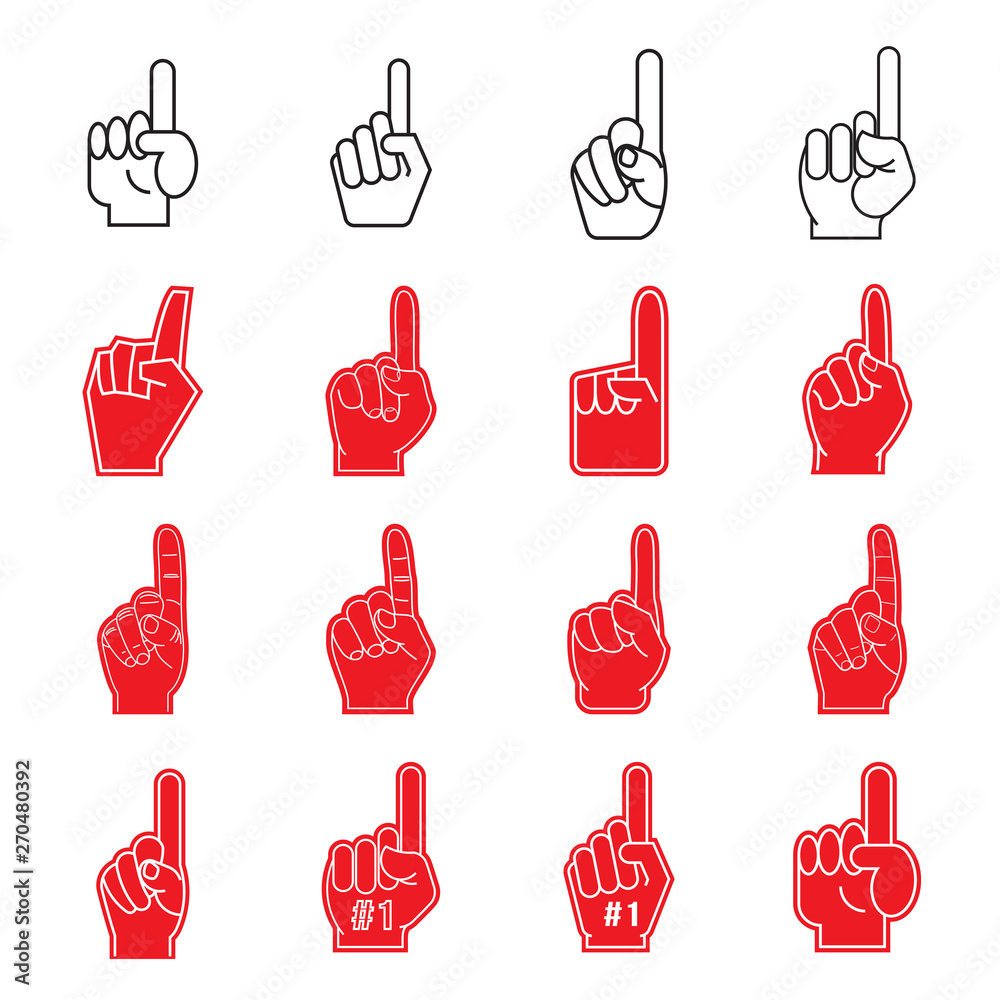 Giant Foam Finger Illustrations and Icons. Hands with Forefinger Up ...