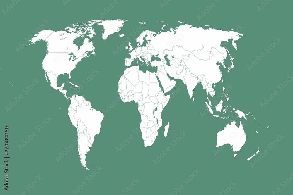 World map vector, isolated on white background. Flat Earth, gray map ...