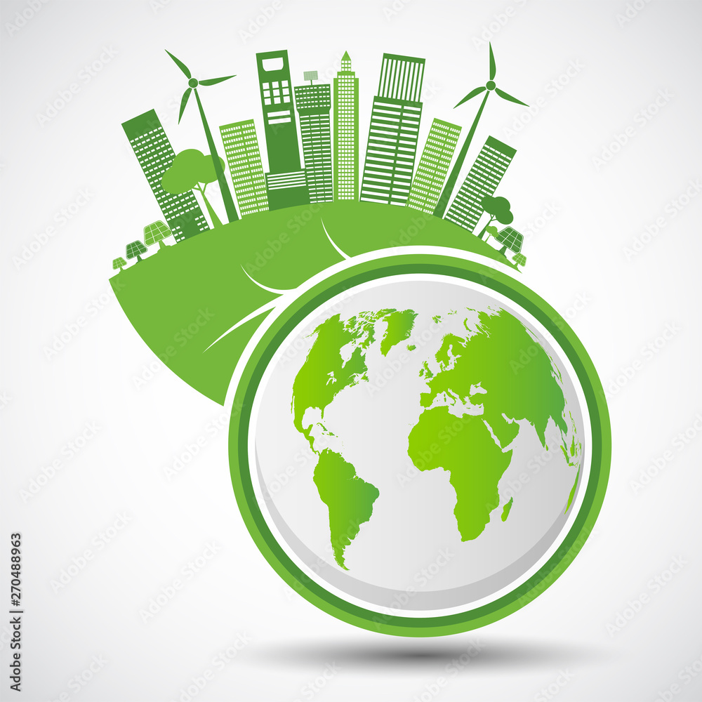 Ecology and Environmental Concept,Earth Symbol With Green Leaves Around ...