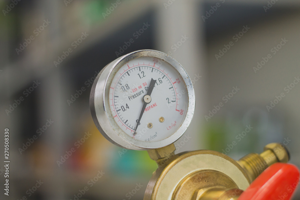 Pressure Gauge tool equipment, pressure gauge on a gas regulator in a ...
