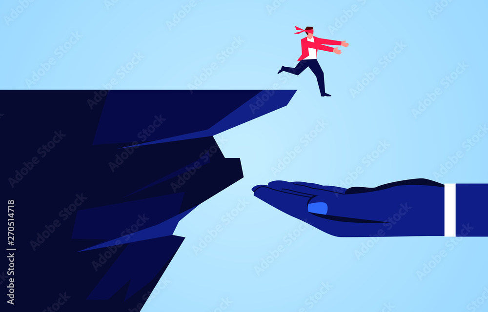 Huge hand caught the businessman who fell off the cliff Stock Vector ...