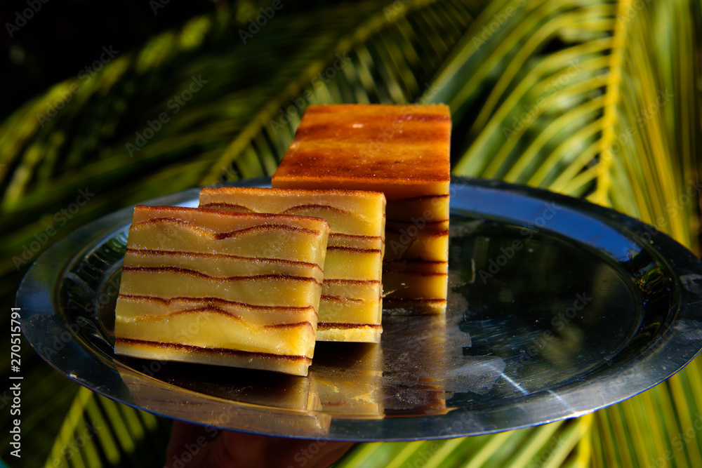 Bebinca, traditional Goan dessert from coconut milk dough, sweet Indian ...