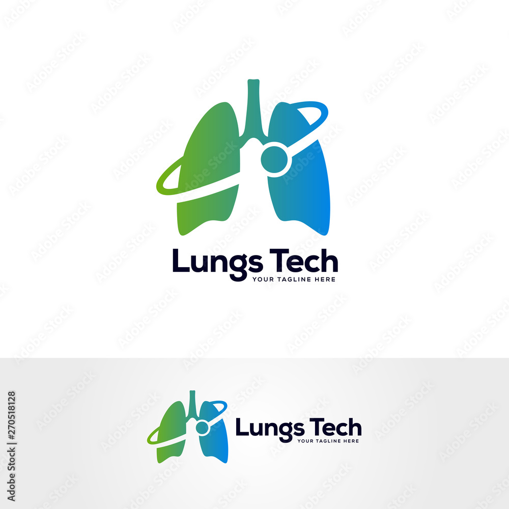 human lungs logo designs template, lungs technology logo design vector ...