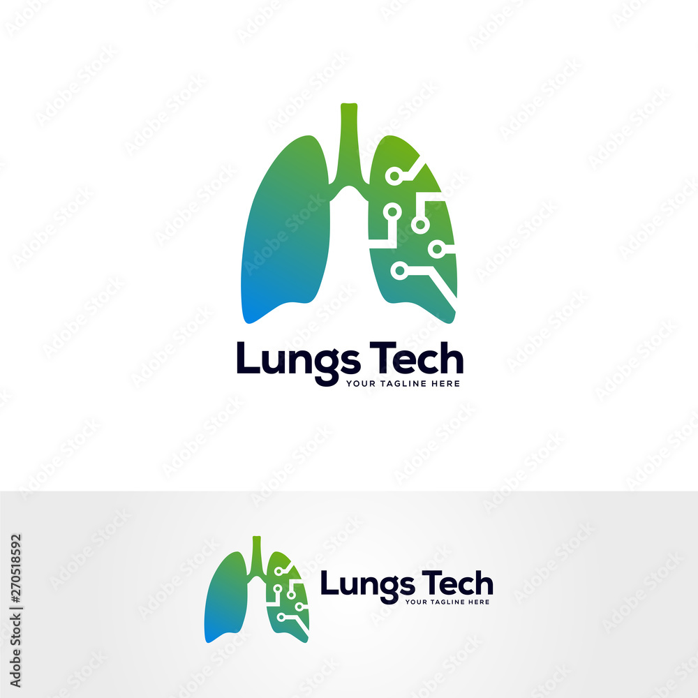 human lungs logo designs template, lungs technology logo design vector ...