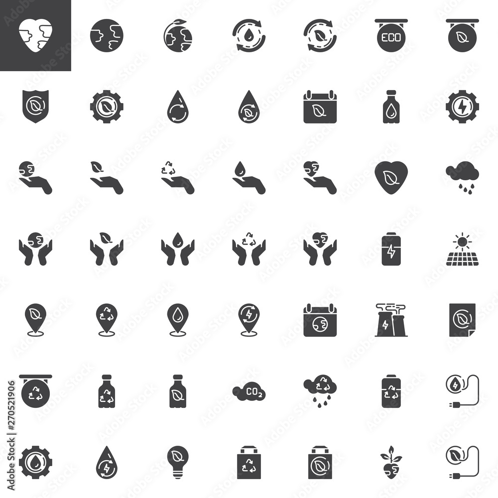 Ecology, environment vector icons set, modern solid symbol collection ...