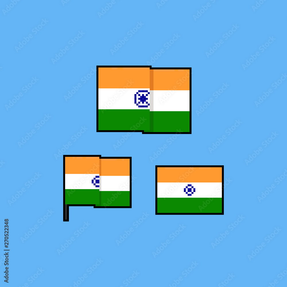 Pixel art india flag set.8bit. Stock Vector | Adobe Stock