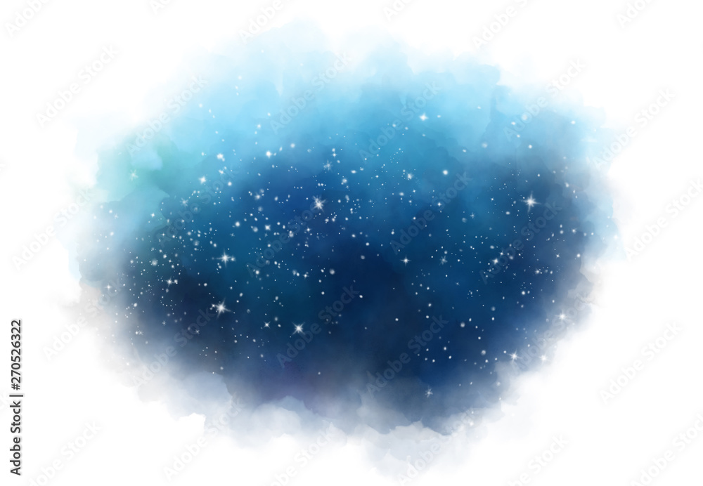 Star field in galaxy space with nebula, abstract watercolor digital art ...