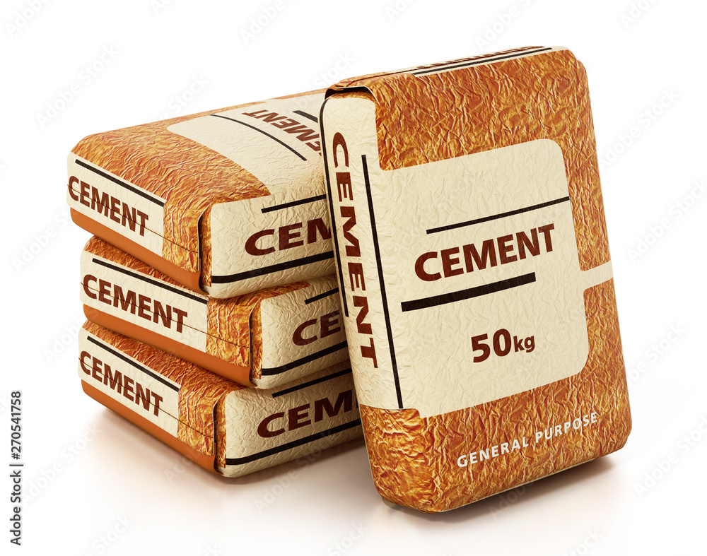 Cement bags with generic package design isolated on white background ...