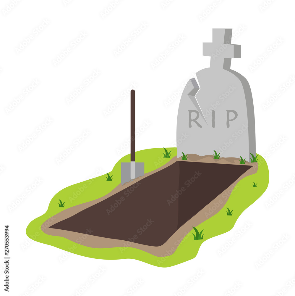 open grave and headstone vector illustration Stock Vector | Adobe Stock