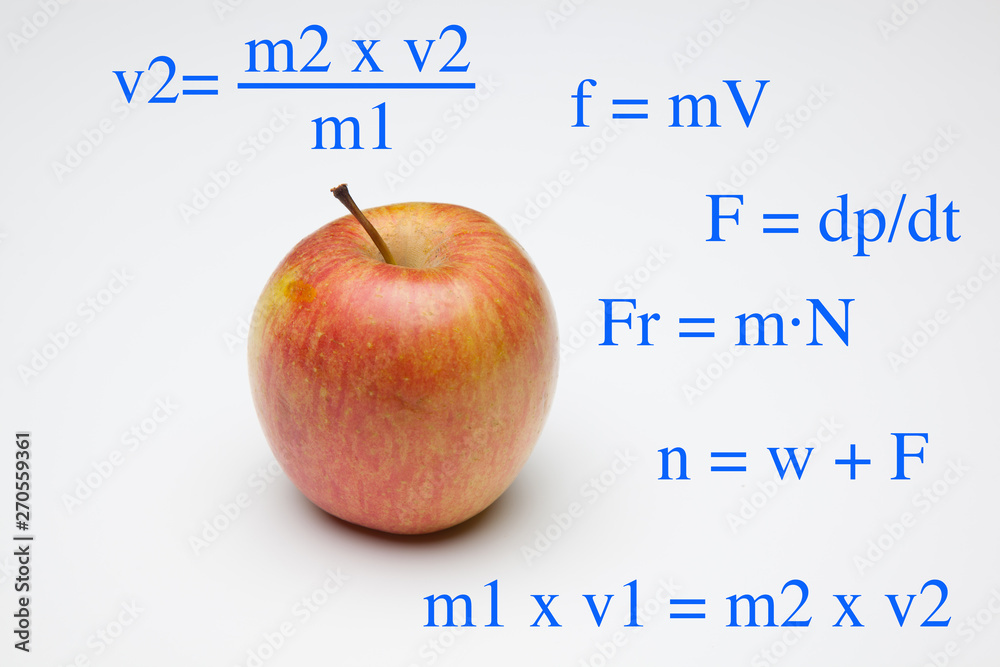 Manzana sana y saludable con dibujos y símbolos, fórmulas y otras cosas ...