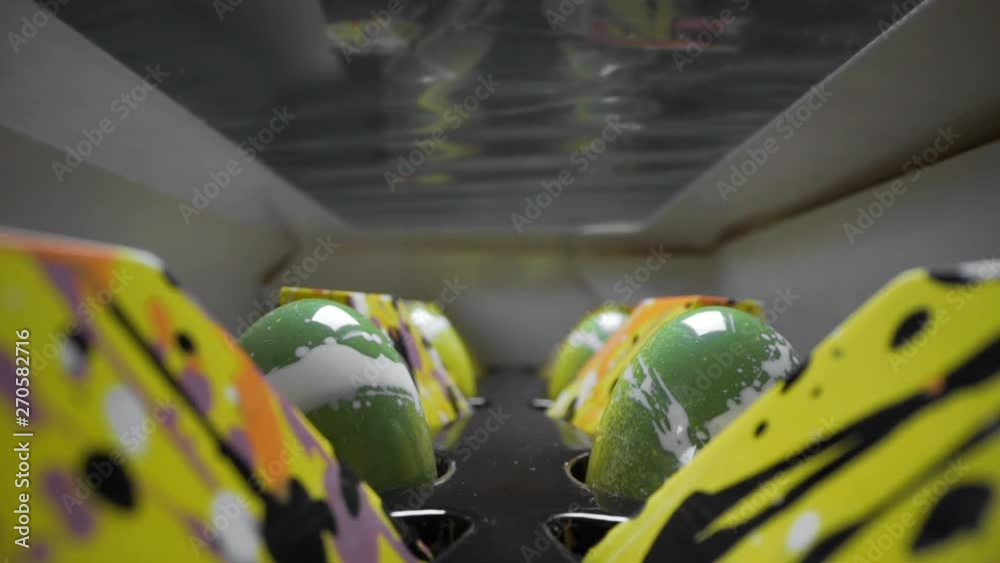 Macro wide zooming shot of the hand crafted chocolate sweets inside the ...