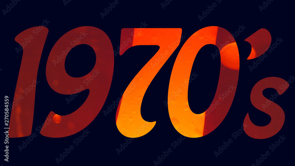 1970's seventies title logo with a blue background and an orange lava ...
