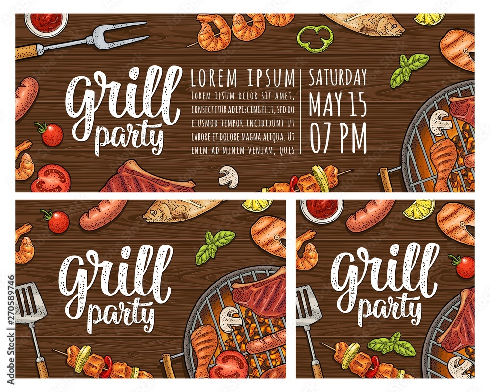 Vertical poster with bbq. Grill menu calligraphic handwriting lettering ...