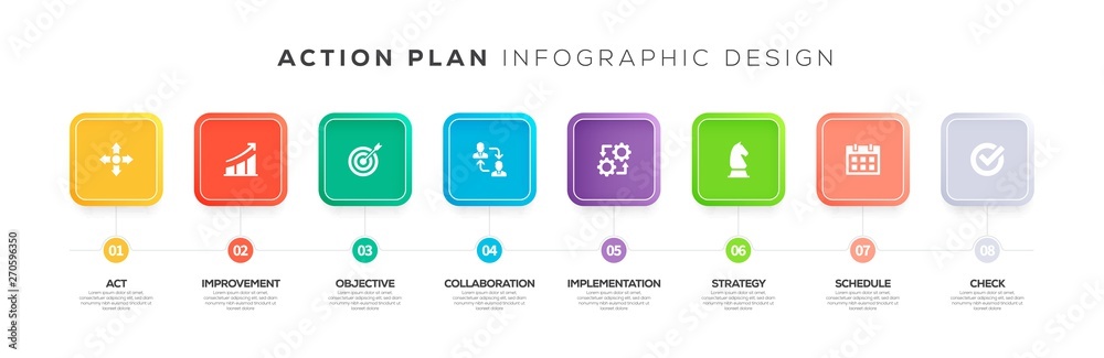 ACTION PLAN INFOGRAPHIC CONCEPT Illustration Stock | Adobe Stock