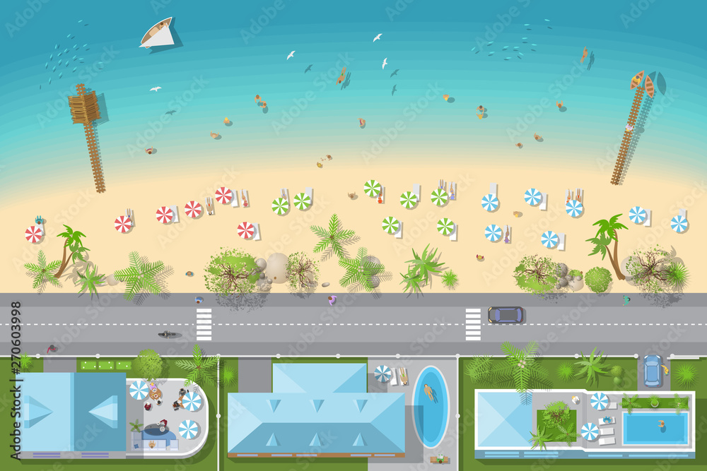 Poster Map of the beach with houses (view from above) – Wall Art ...