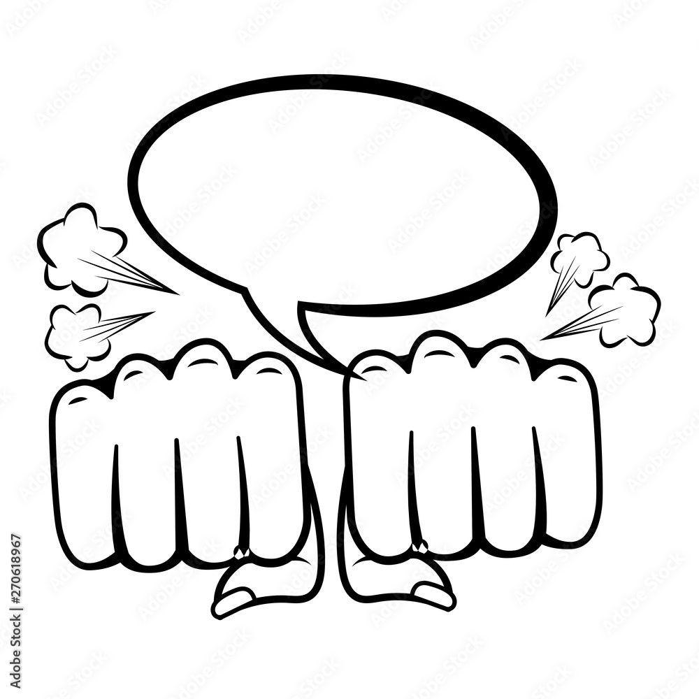 Pop art women hand punch cartoon in black and white Stock Vector ...
