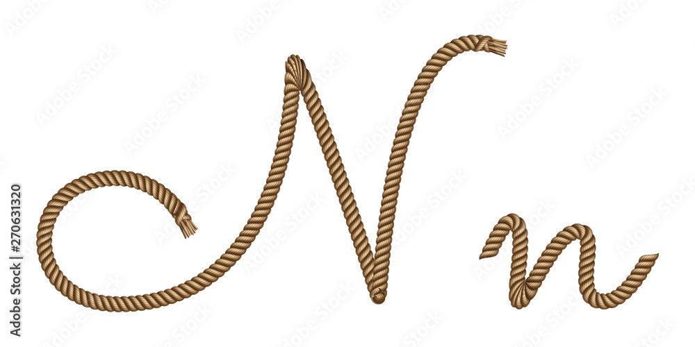 Rope hand drawn font, 3d realistic effect, capital uppercase and ...